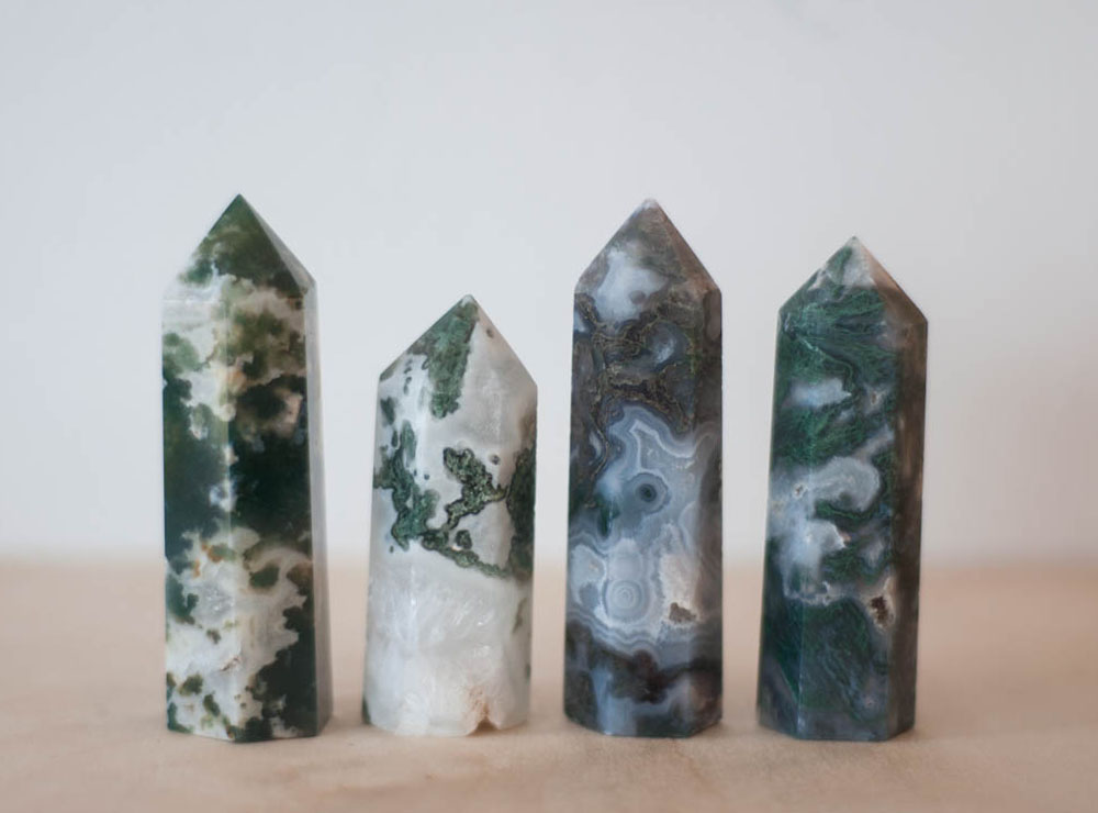 Green Moss Agate Tower medium | Crystal Tower Generators | Village Rock ...